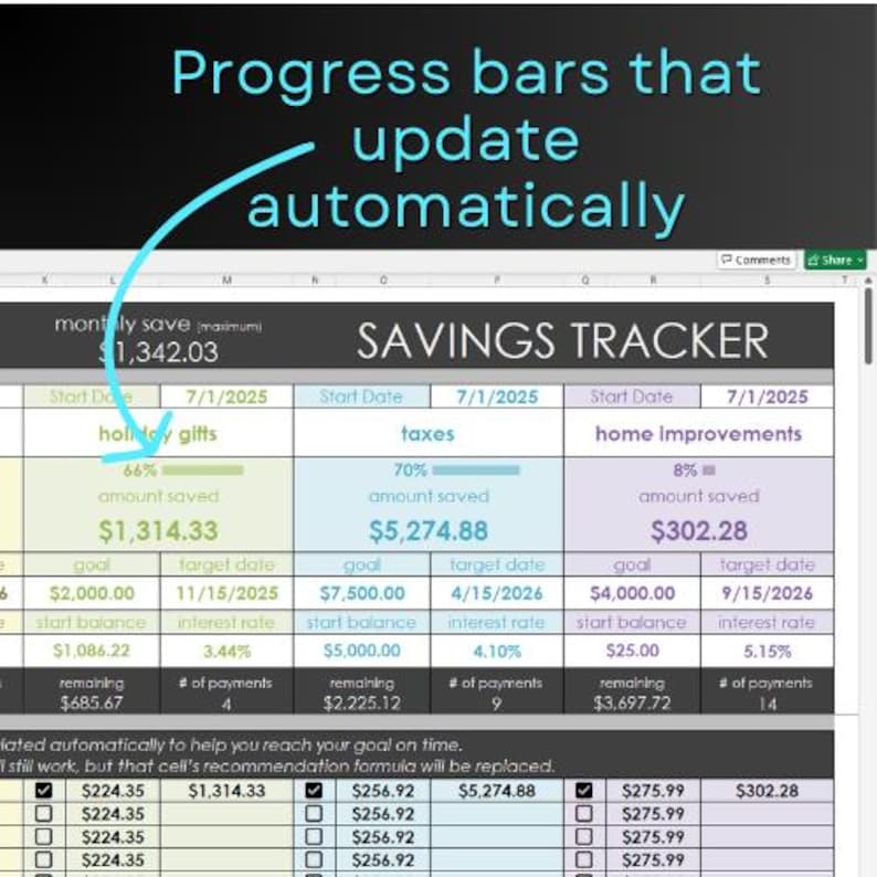 Excel Savings Tracker With Dashboard – Track Goals, Interest, Monthly ...