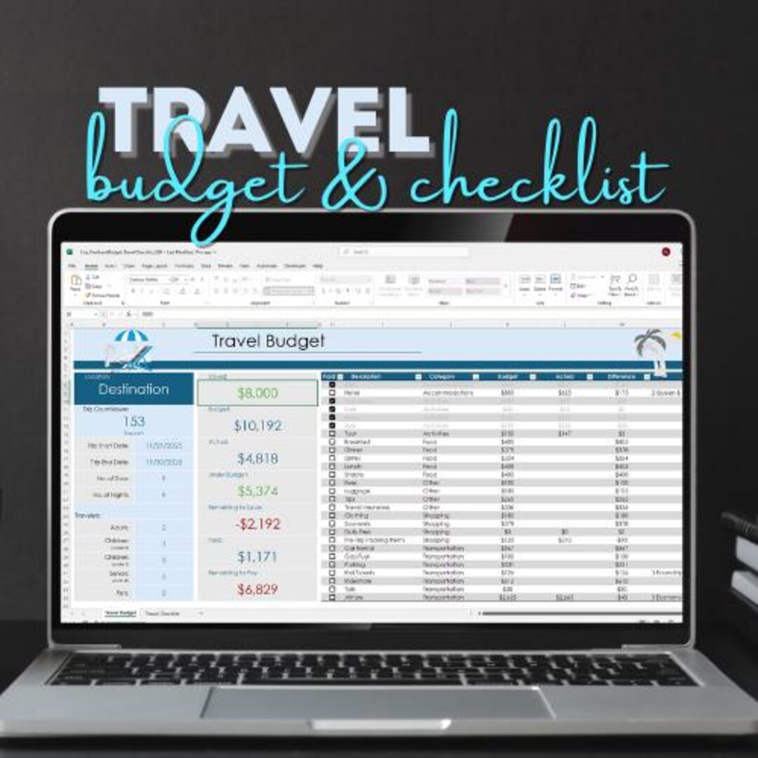 Travel Budget Spreadsheet | Trip Planner Excel Template | Vacation ...