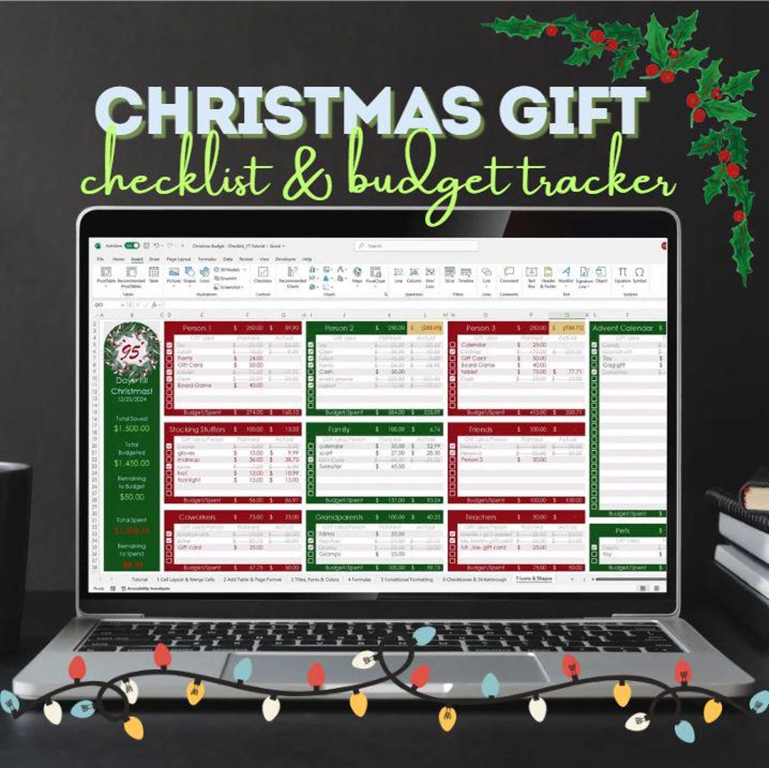 Christmas Gift Tracker- Gift Check List & Budget Tracker- Excel Digital ...