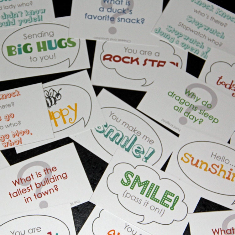 Lunchbox Laugh Cards and Love Notes Download Printable - Etsy