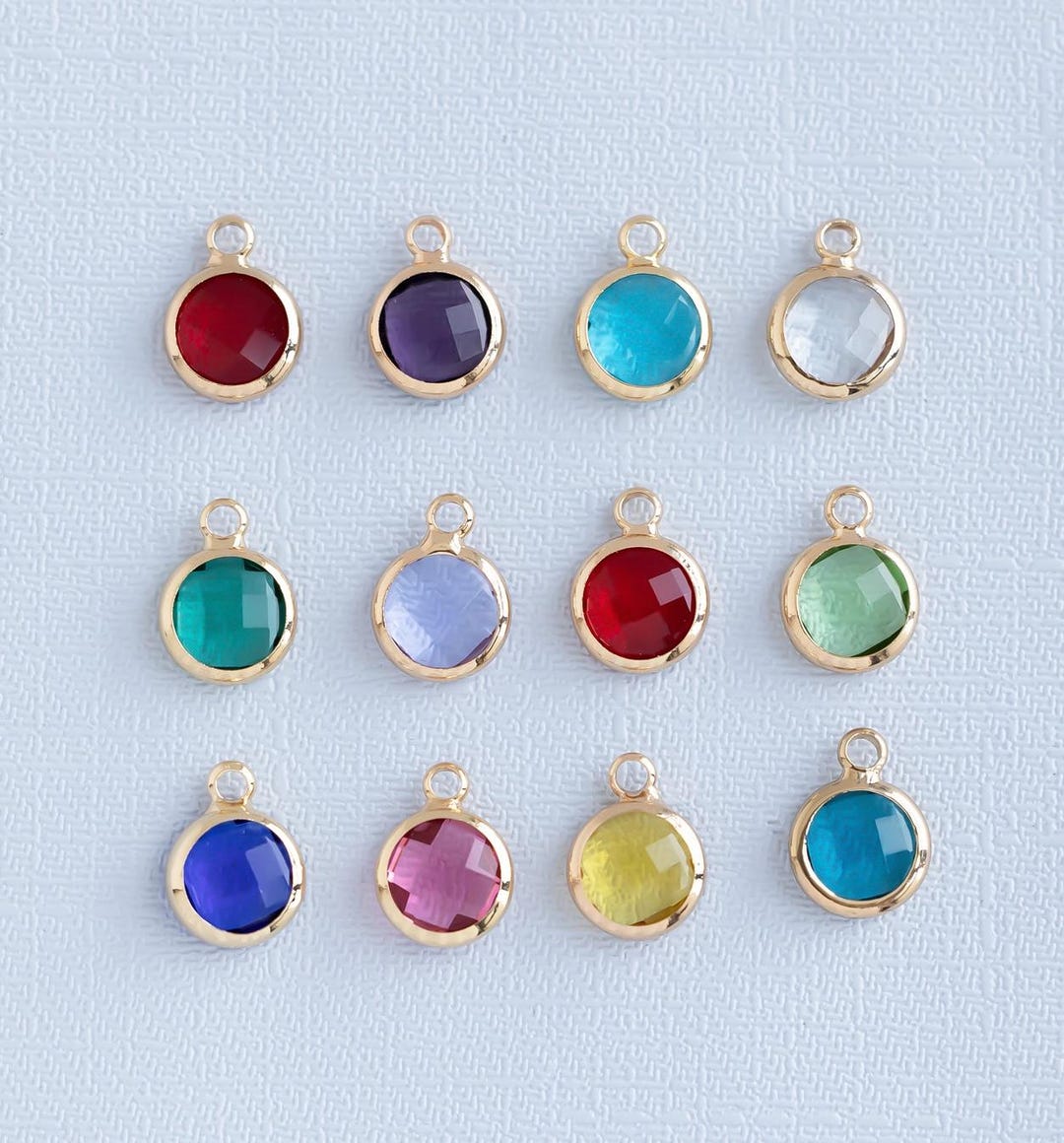 8.5mm Gold Plated Round Birthstone Pendant, Stainless Steel Birthstone ...