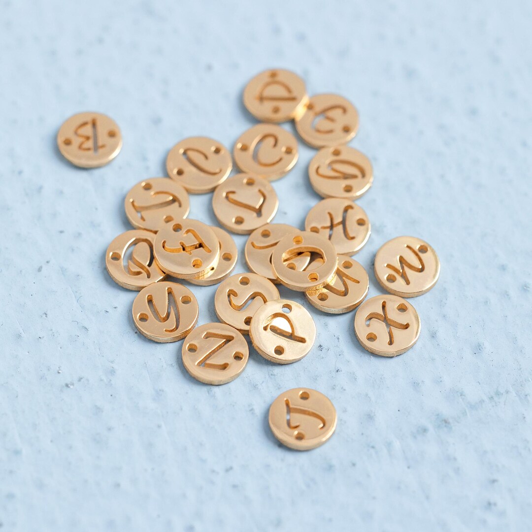 14K Sterling Silver Letter Connector, Gold Plated Letter Connectors ...