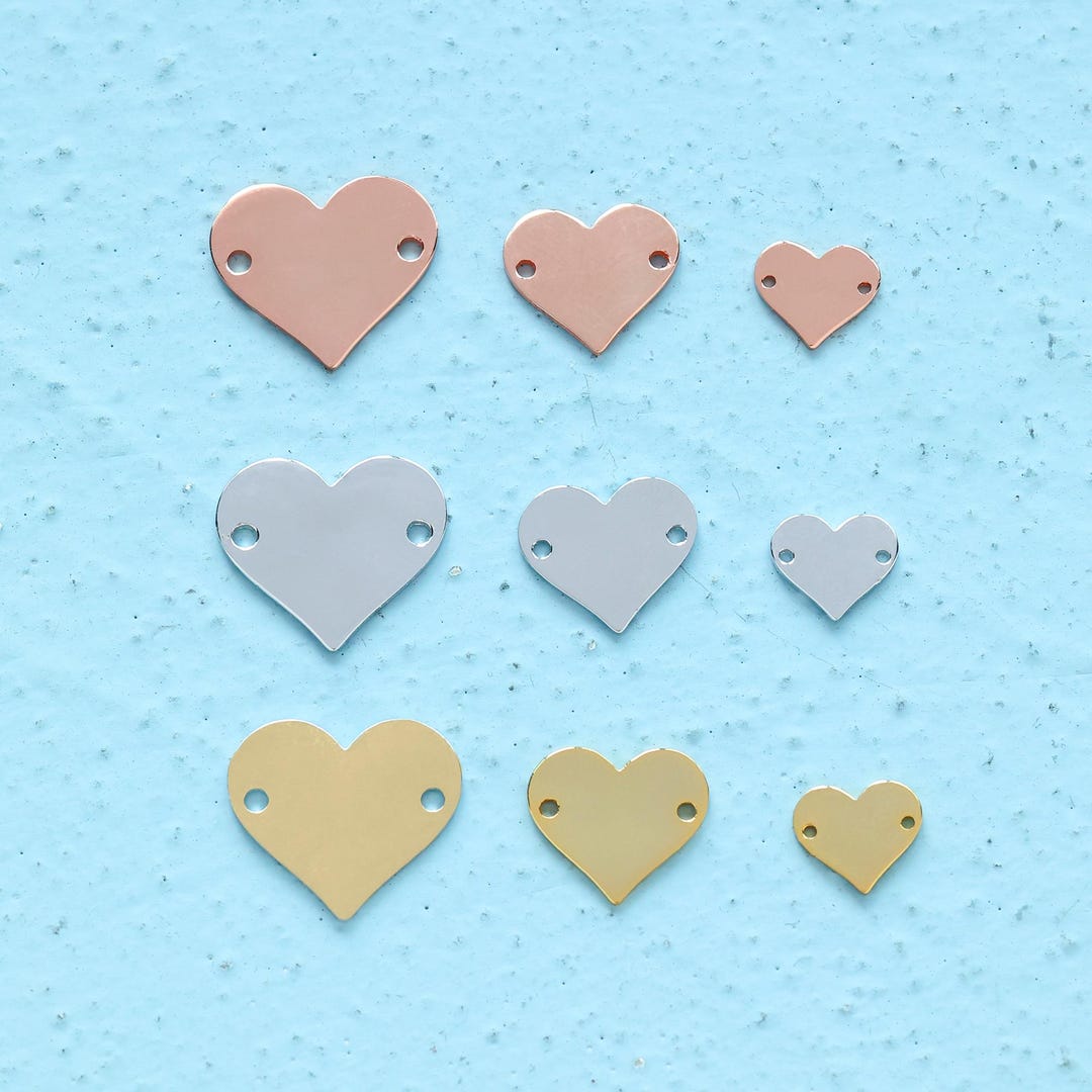 925 Sterling Silver Heart Connector, Highly Polished Heart Connector ...