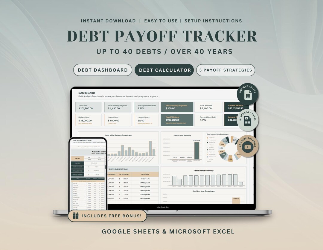 Debt Payoff Tracker Debt Snowball Excel Debt Avalanche Calculator ...