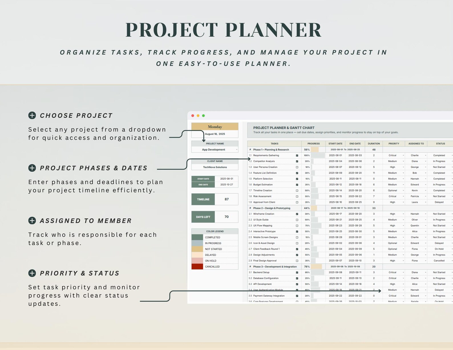 Task & Project Management Tracker Google Sheets Template Task Tracker ...