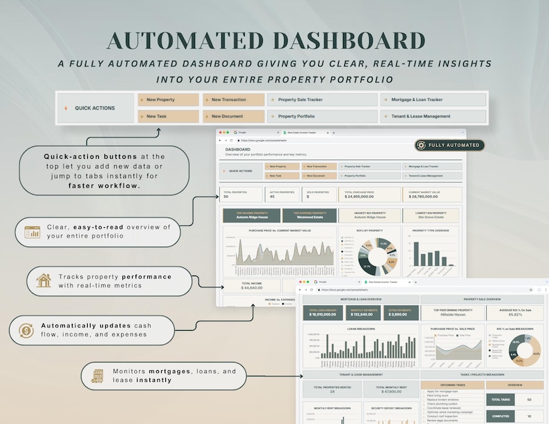 Real Estate Investment Portfolio Tracker Google Sheets Loan Spreadsheet ...