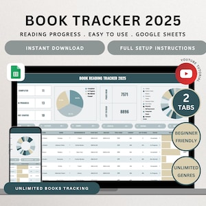 Book Tracker Google Sheet Book Lover Gift Template Book Planner ...