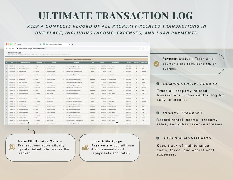 Real Estate Investment Portfolio Tracker Google Sheets Loan Spreadsheet ...