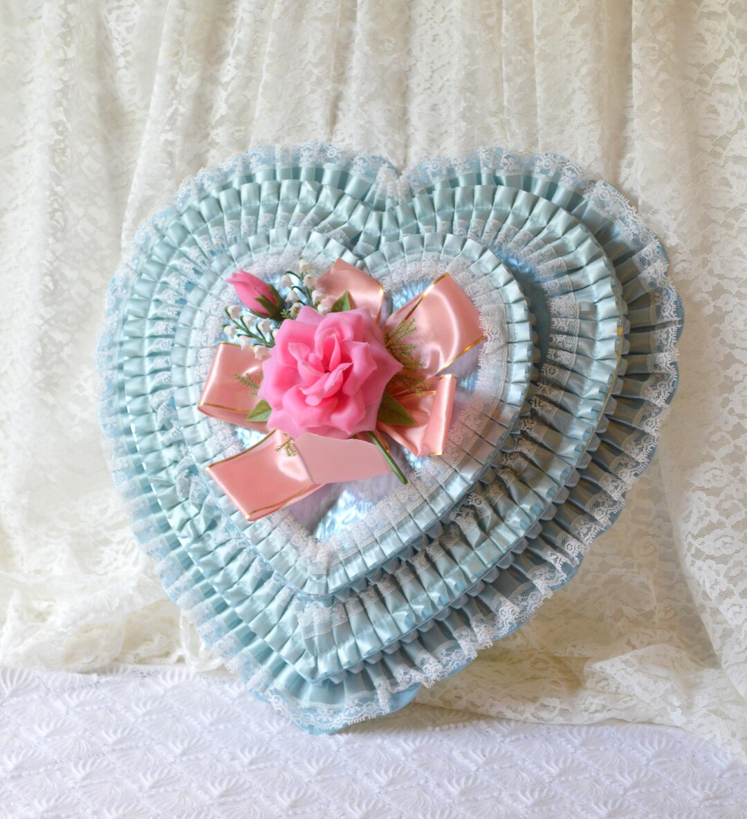 HUGE 3 Tier Vintage Candy Heart Box, Midcentury Valentine Chocolate Box ...