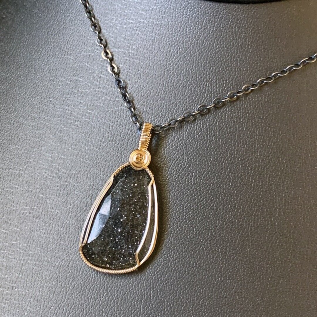 Midnight Quartzite Pendant Necklace 14K Gold Filled, Sterling Silver ...