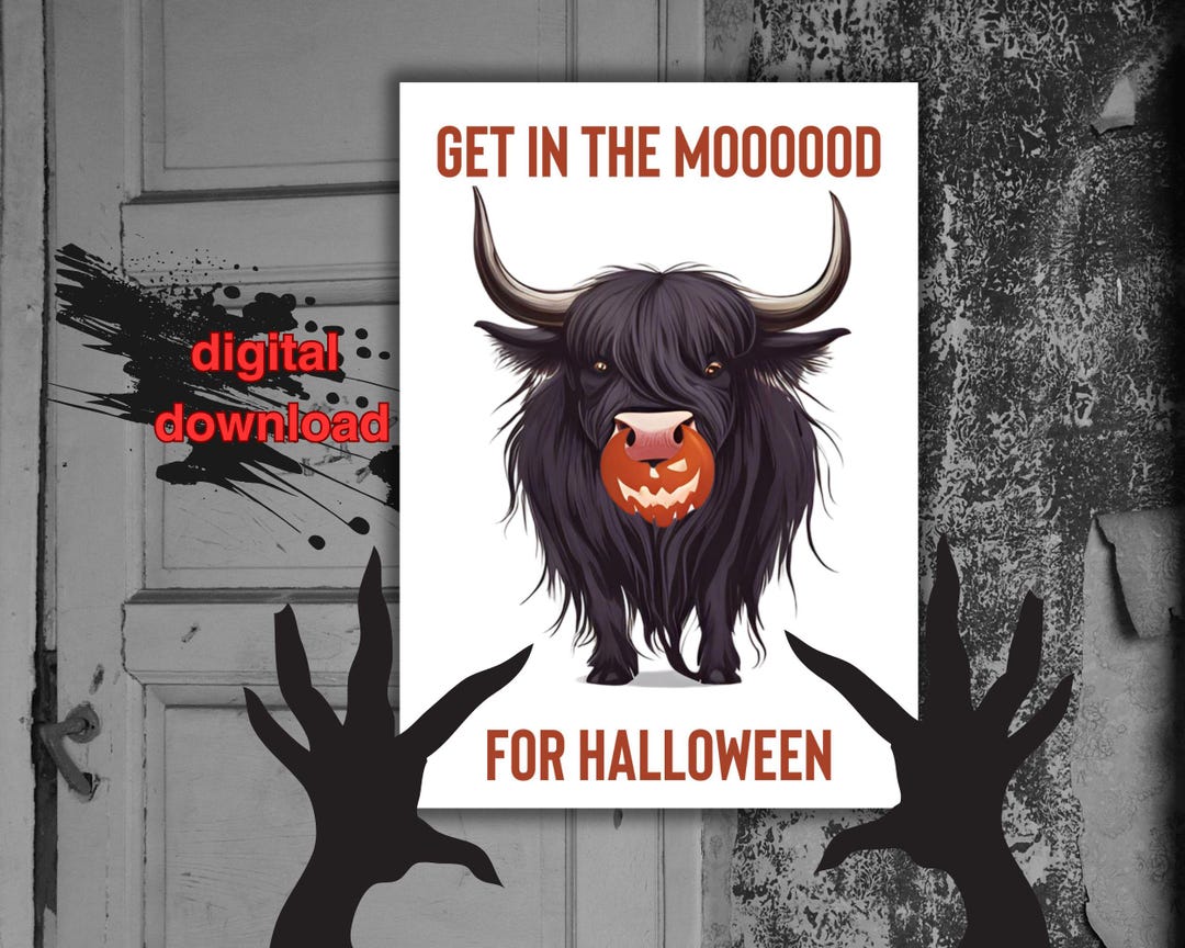 Highland Cow Halloween Greeting Card Funny & Sarcastic Card Cow Humor ...