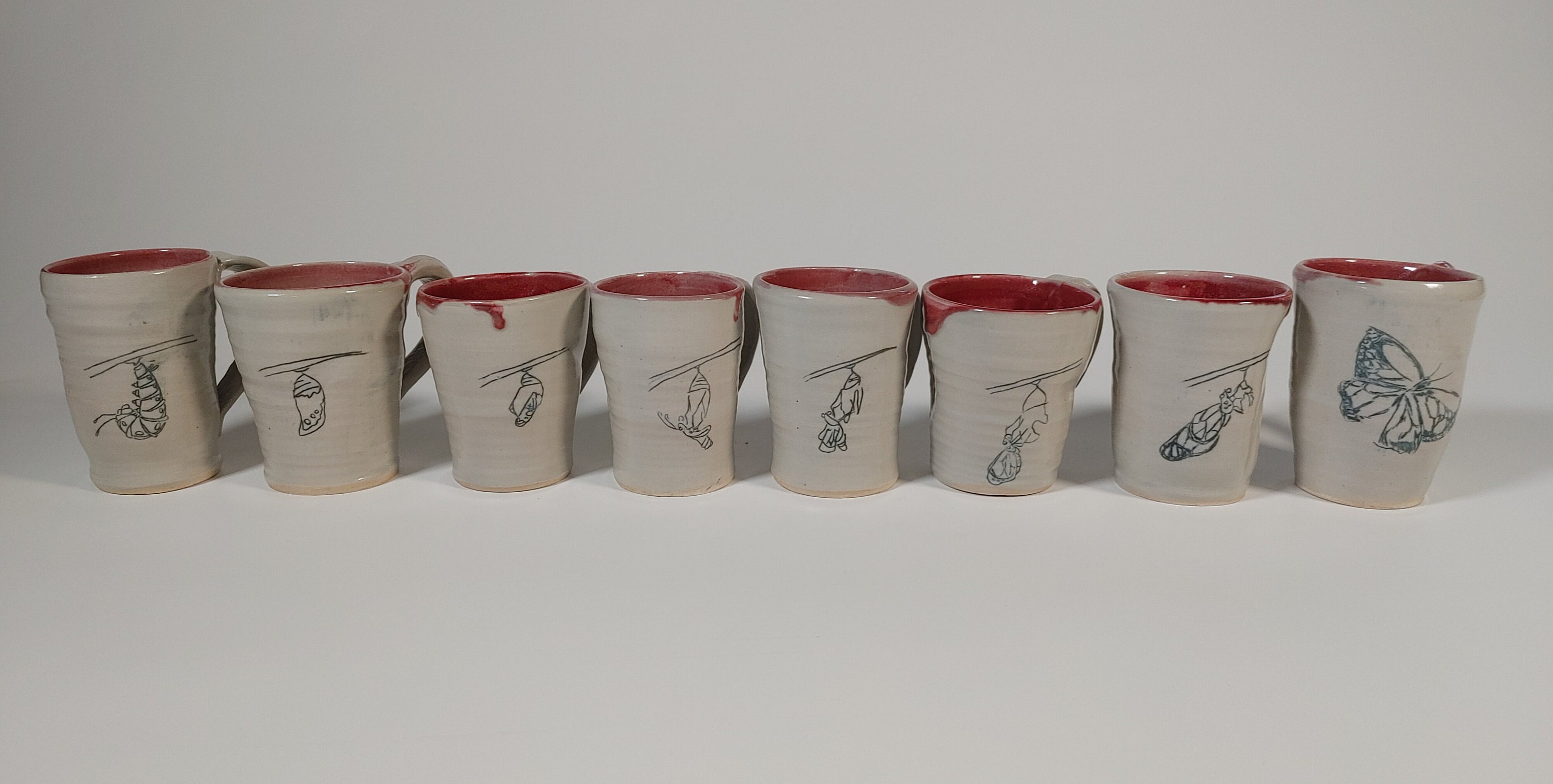 Butterfly Full Metamorphosis 8 Mug Set Wheel Thrown Pottery - Etsy