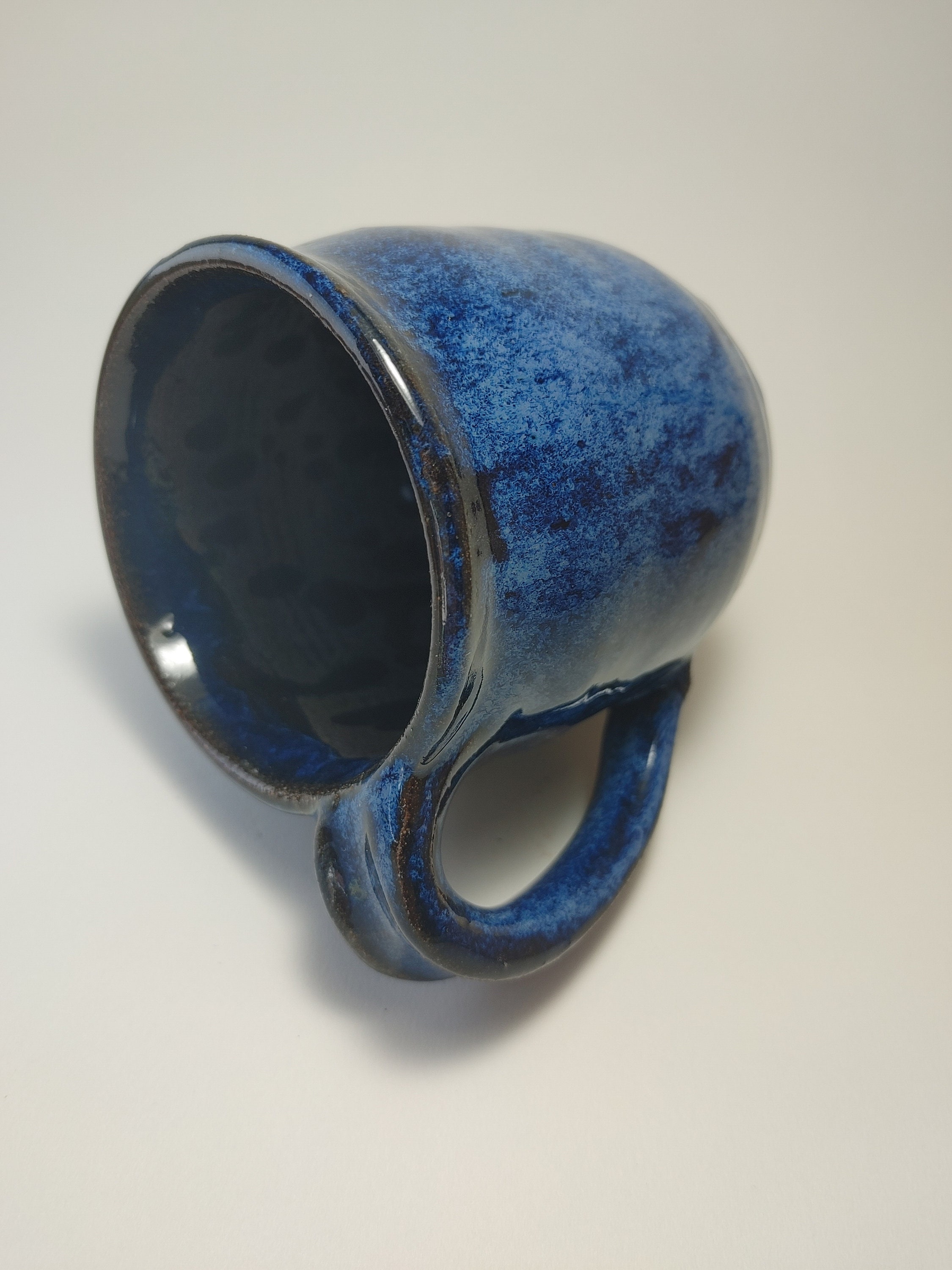 Guardian Angel Wheel Thrown Pottery Face Mug, Handmade, Speckle Blue ...