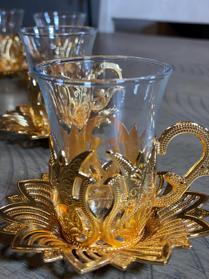 Turkish Tea Glasses Set, Turkish Tea Set, Tea Cups, Tea Glasses, Home ...