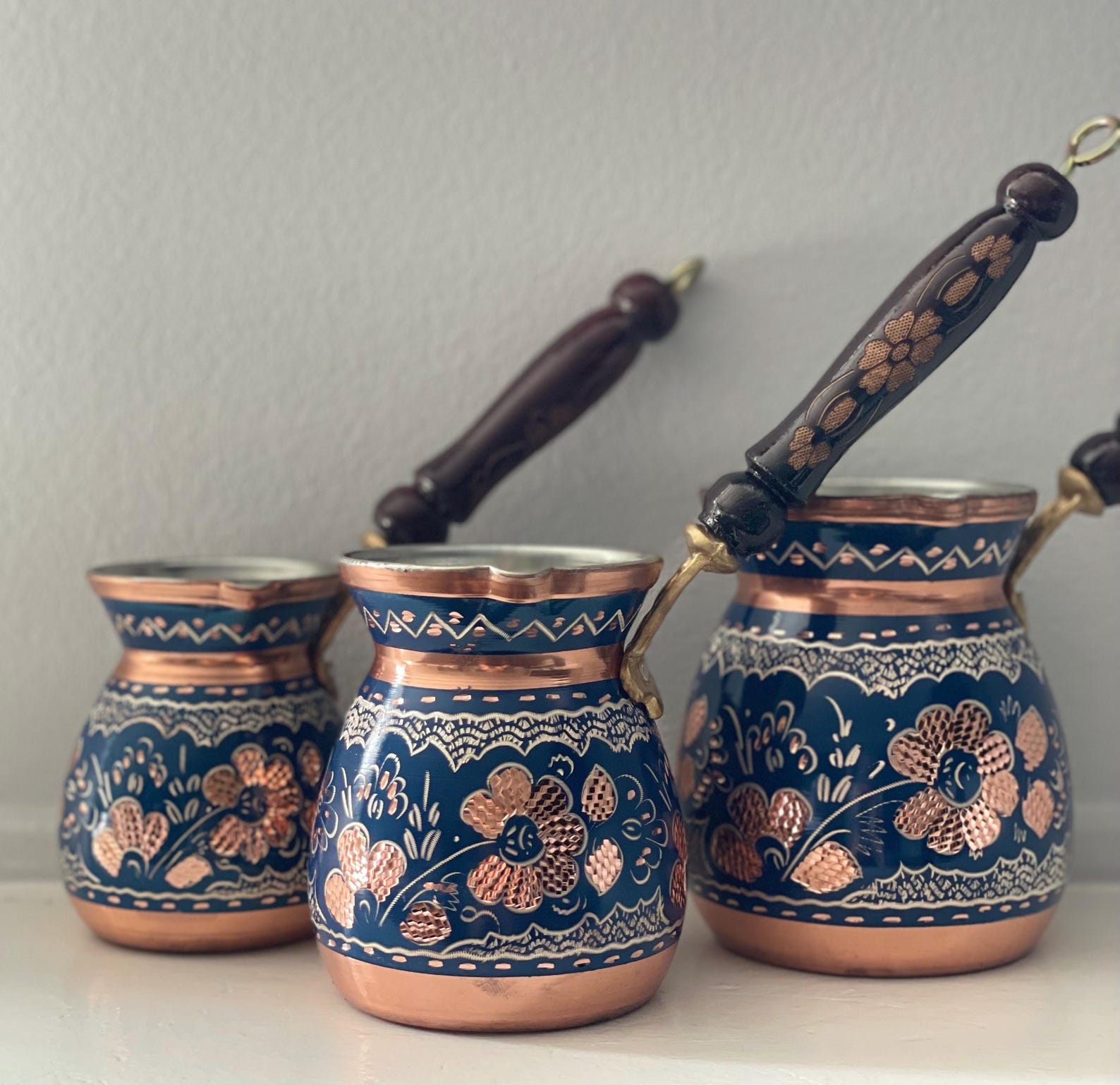 Solid Copper Turkish Greek Arabic Coffee Pot, Stovetop Copper Coffee ...