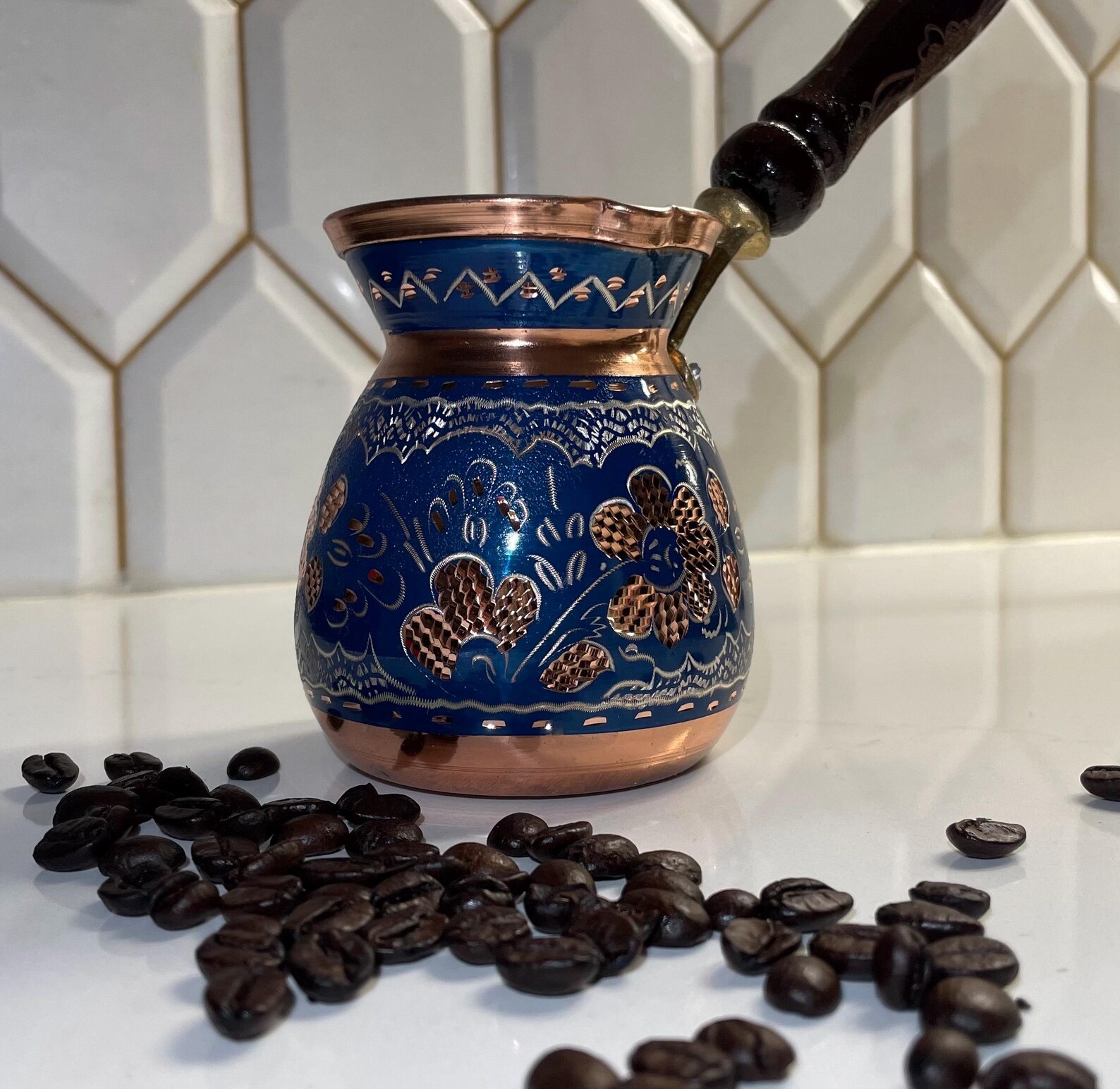 Copper Turkish Greek Arabic Coffee Pot, Stovetop Solid Copper Coffee ...