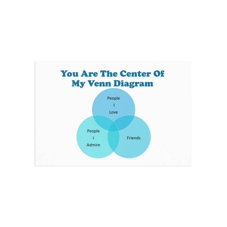 You Are the Center of My Venn Diagram Blue Fine Art Postcards - Etsy