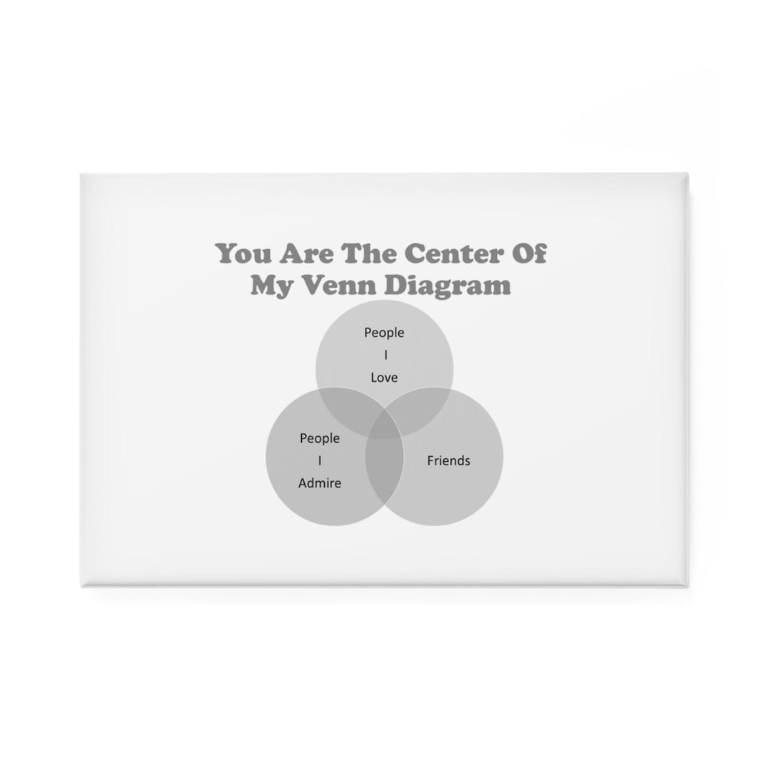 You Are the Center of My Venn Diagram Black | Grey Button Magnet ...
