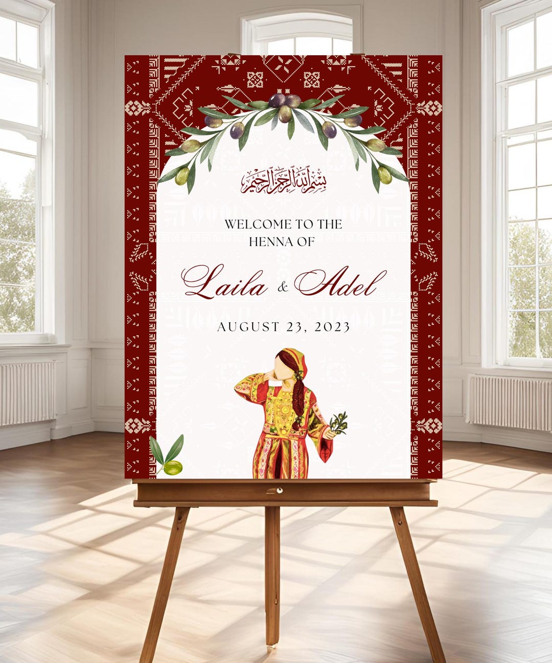 Henna Welcome Sign, Palestinian Henna Welcome Sign, Henna Celebration ...