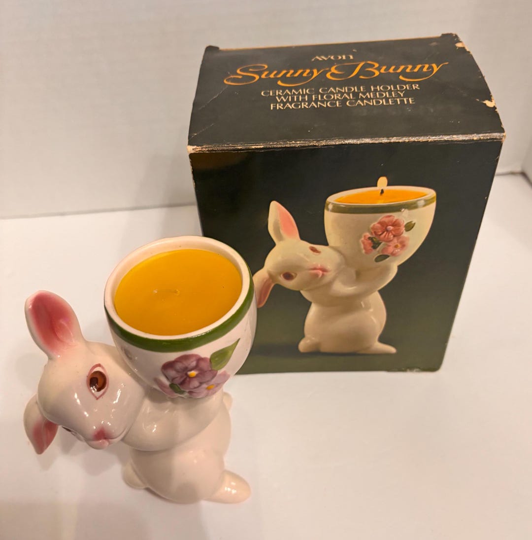 Vintage Avon Sunny Bunny Ceramic Candle Holder - Etsy