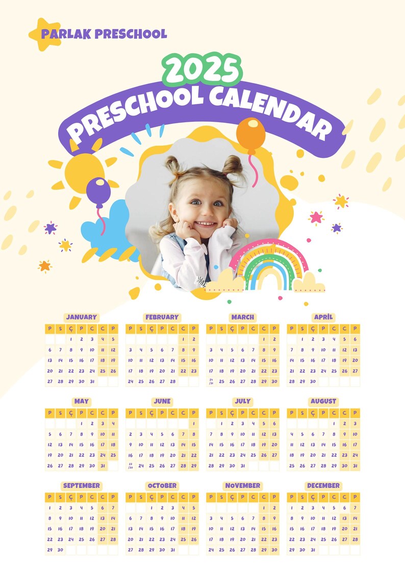 2025 Calendar Printable, Cute Kids Calendar 2025, Wall Calendar PDF ...