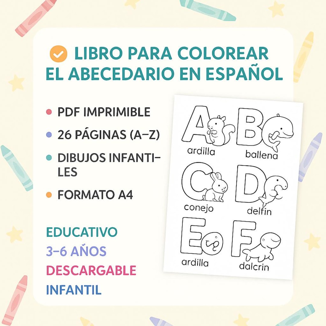 Libro Para Colorear El Abecedario En Español – PDF Imprimible Educativo ...
