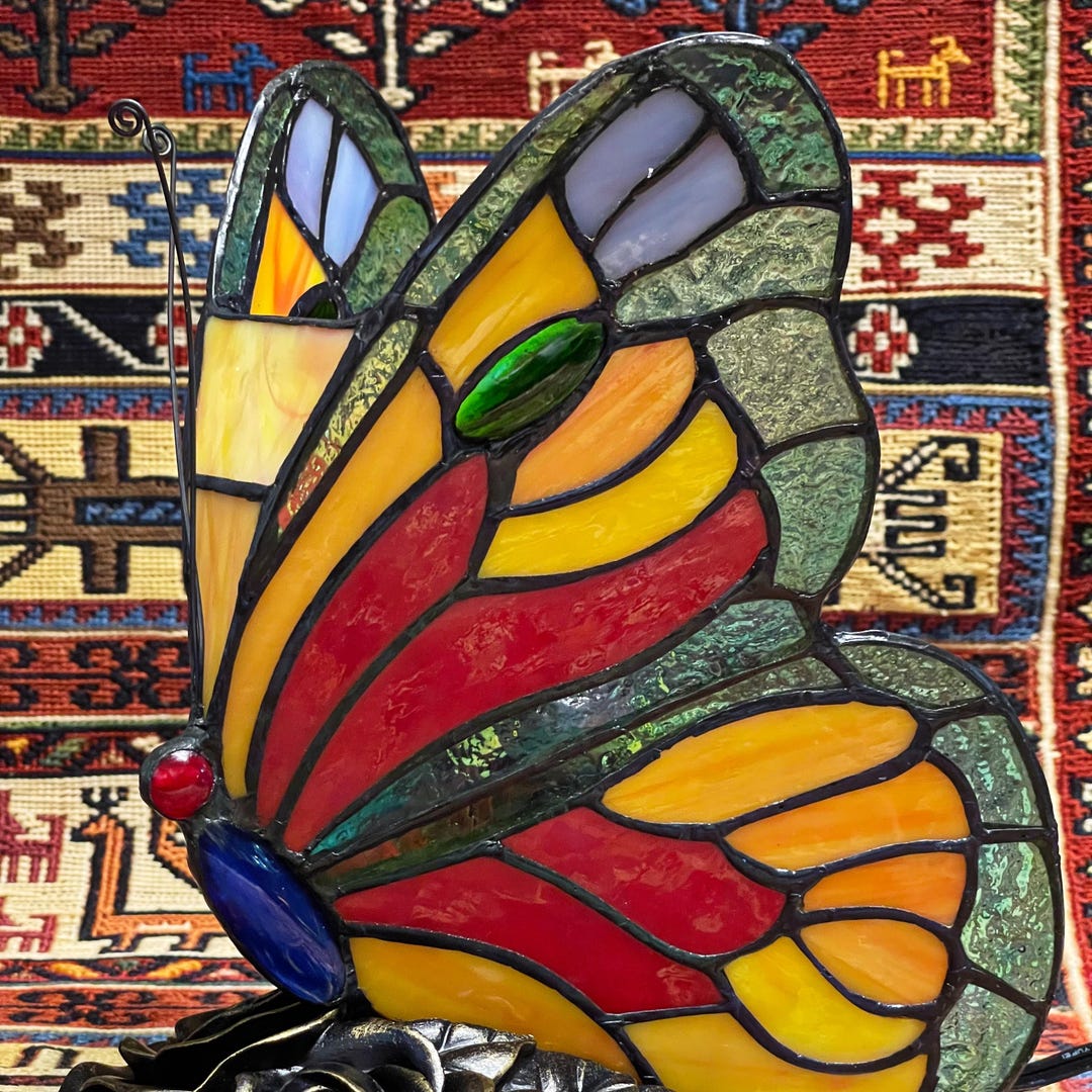 Butterfly Table Lamp Stained Glass Light Decorative Lighting Tiffany ...