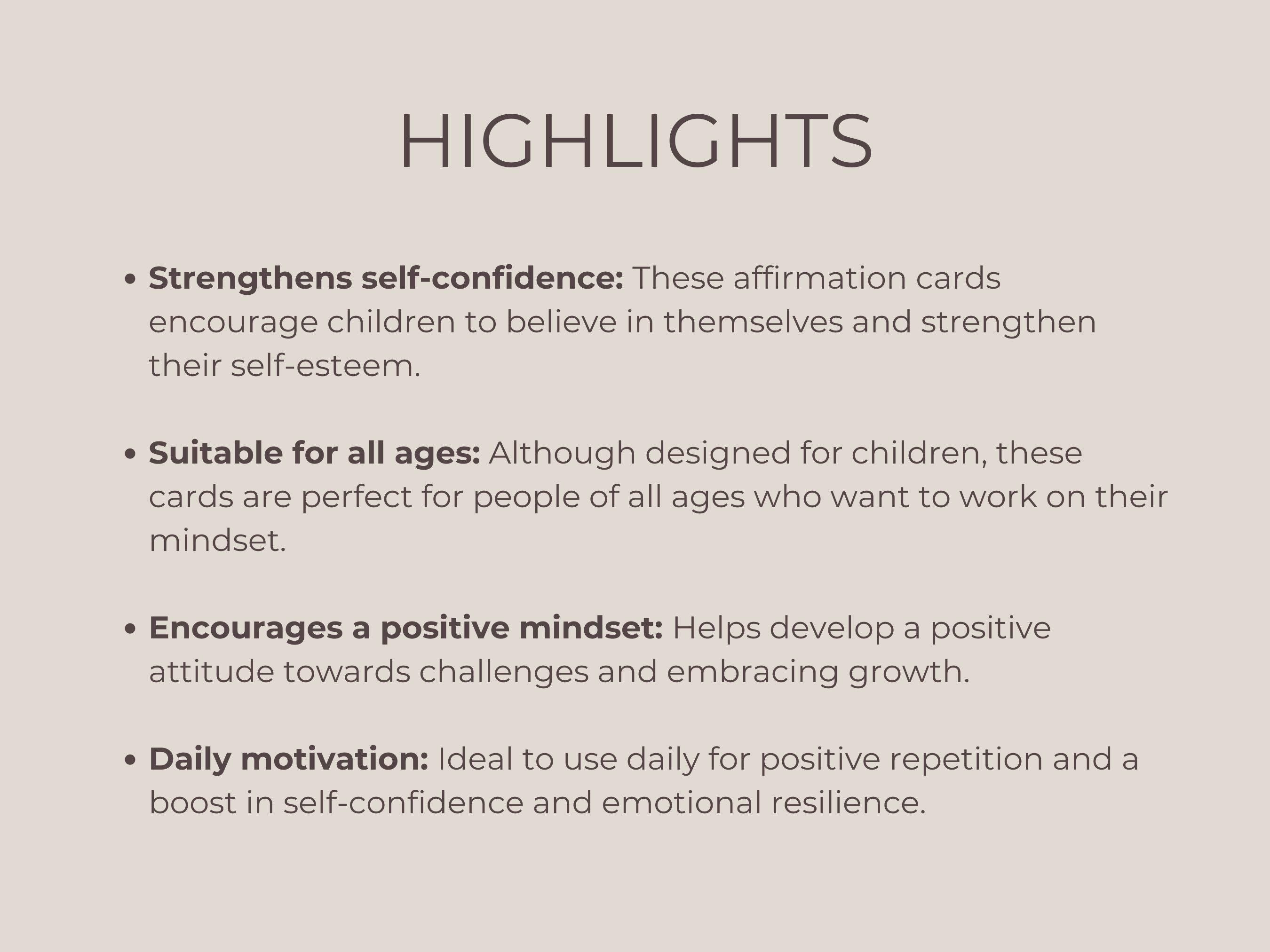 48 Positive Affirmation Cards for Kids Growth Mindset Self-Esteem Boost ...