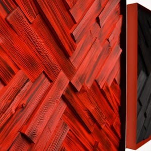 Red Velvet and Black Square - Modular Wood Wall Art, Set of Modern Wood ...
