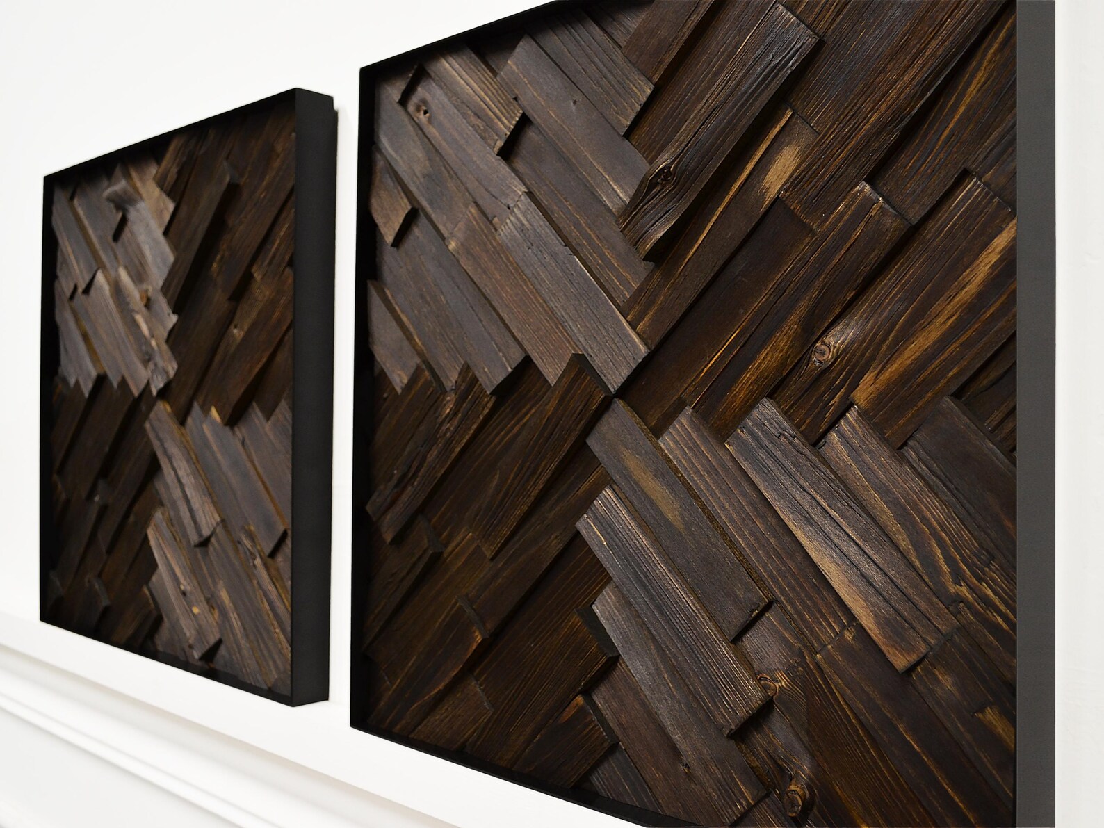 Dark Brown Wood Wall Art, Wooden Panels of Rustic Style Décor, Modern ...