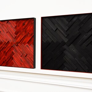 Red Velvet and Black Square - Modular Wood Wall Art, Set of Modern Wood ...
