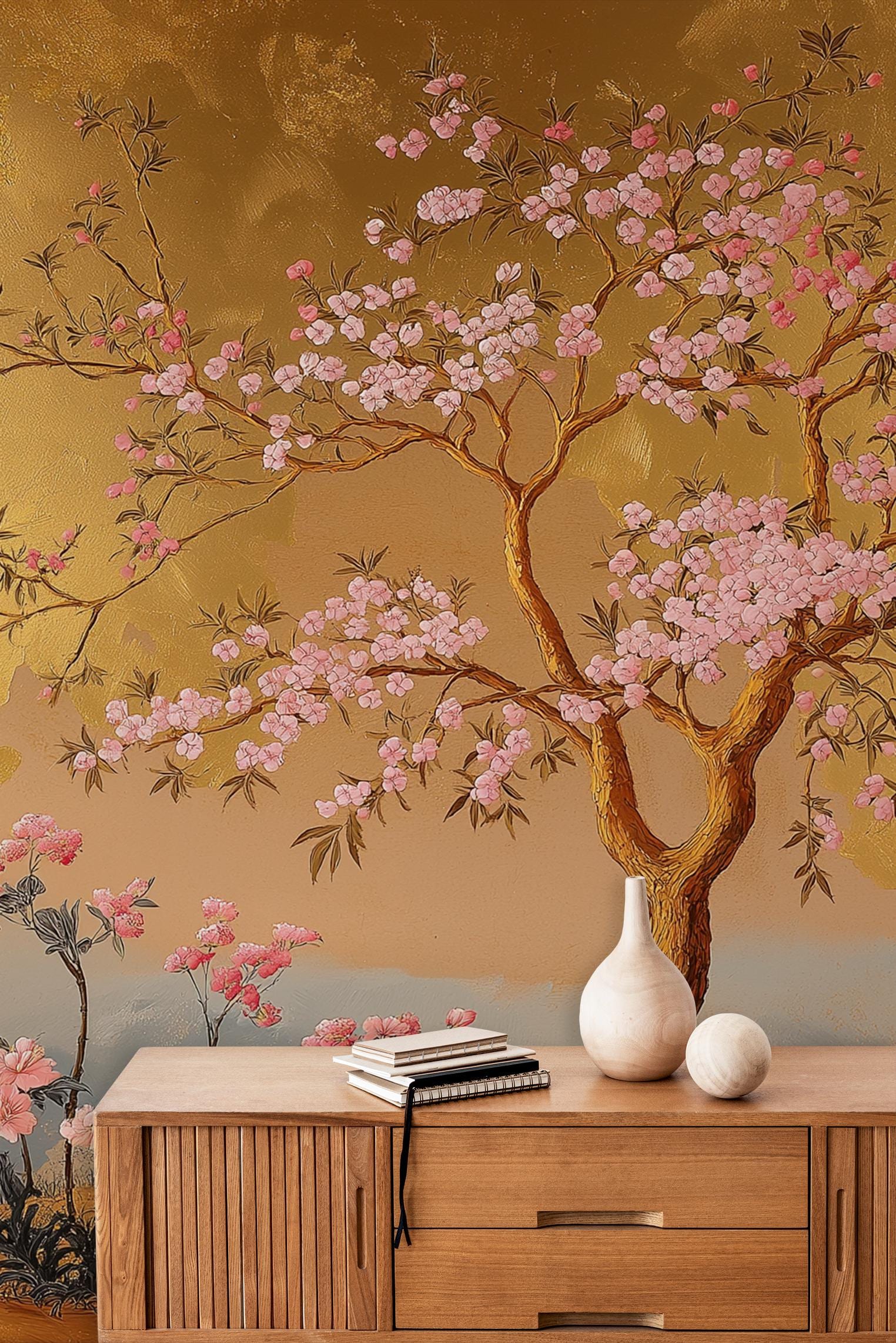 Cherry Blossom Wall Mural | Japanese Wallpaper | Elegant Wallpaper ...
