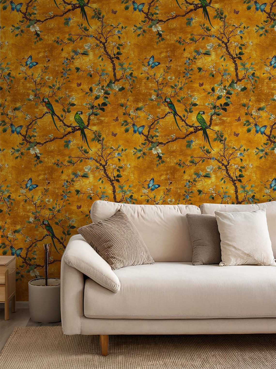 Golden Bird Wallpaper | Parrot Wallpaper | Tropical Wallpaper | Vibrant ...