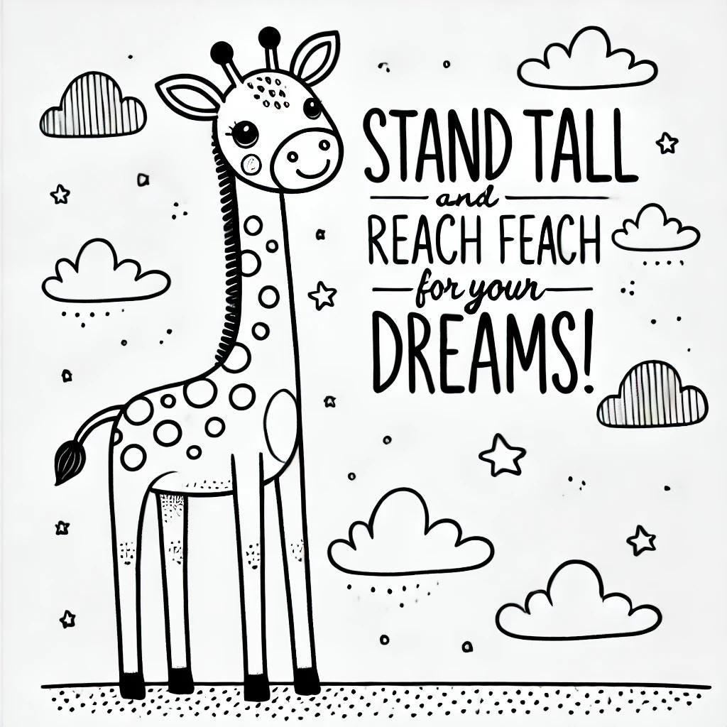 Coloring Book Pages of Motivational Animals for Children Digital Files ...