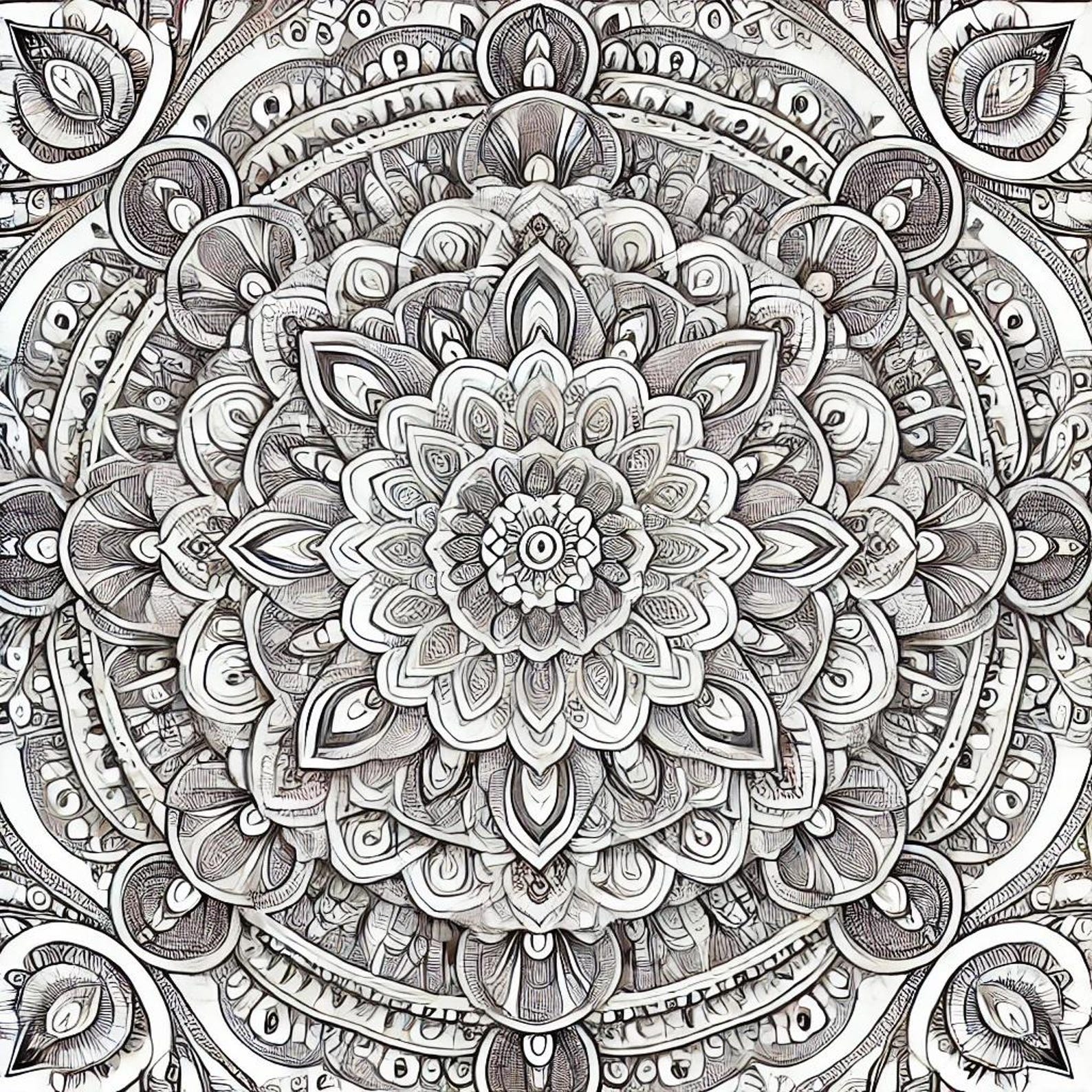 Adult Stress Relief Mandala Coloring Pages Digital Files 5 Image Bundle ...