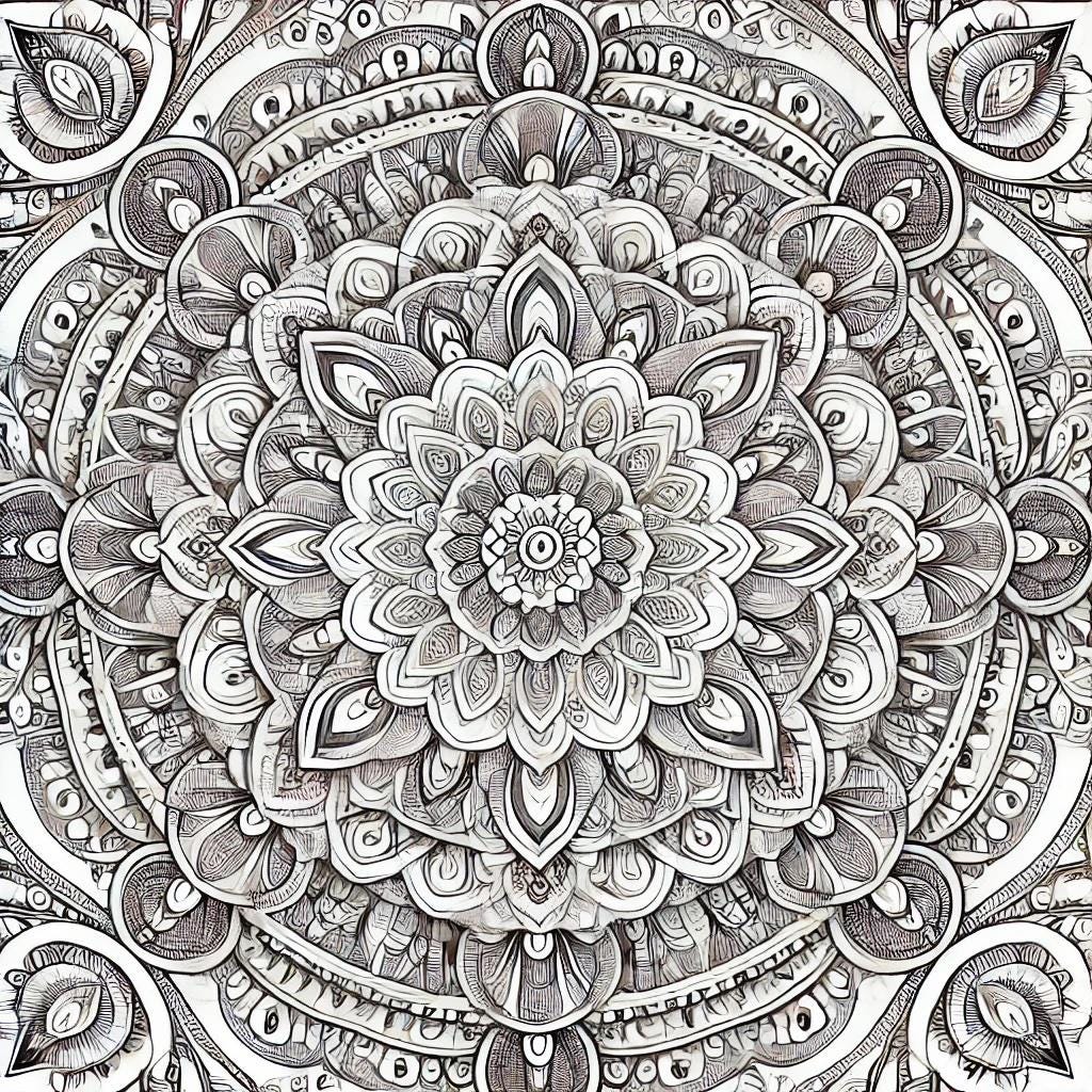 Adult Stress Relief Mandala Coloring Pages Digital Files 5 Image Bundle ...