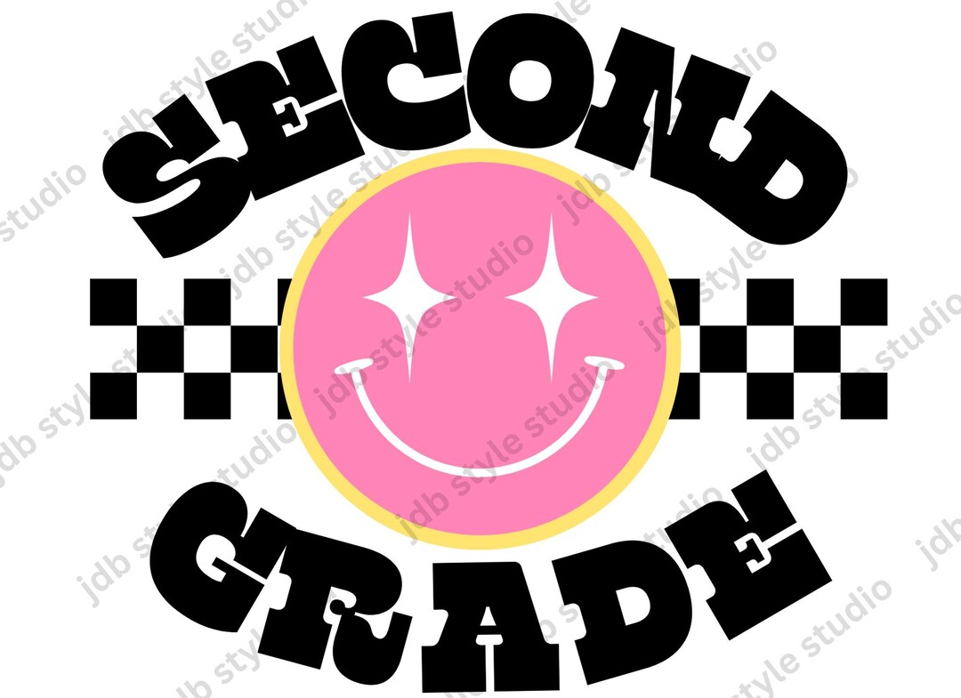 Second Grade, Checkered, Smiley Face, SVG, Digital Download, DIY - Etsy