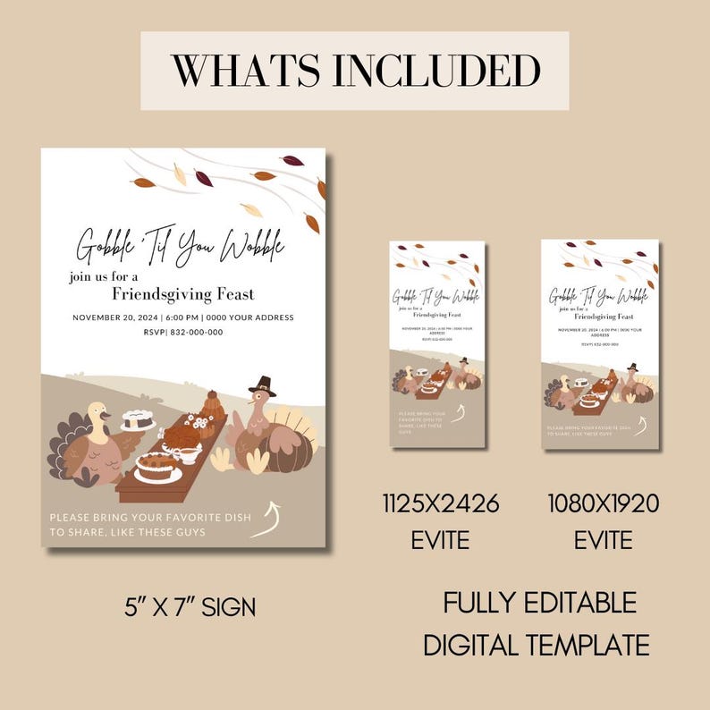 Friendsgiving Invitation Fall Hosting Thanksgiving Party Digital ...