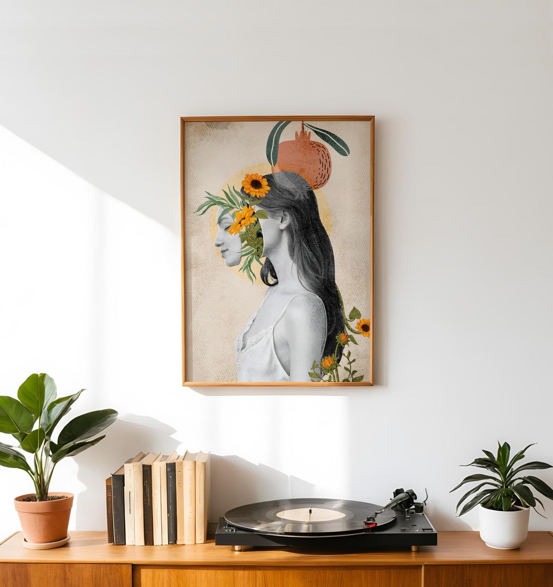 Woman Flower Head, Woman Flowers as Head, Woman Flowers Print,floral ...