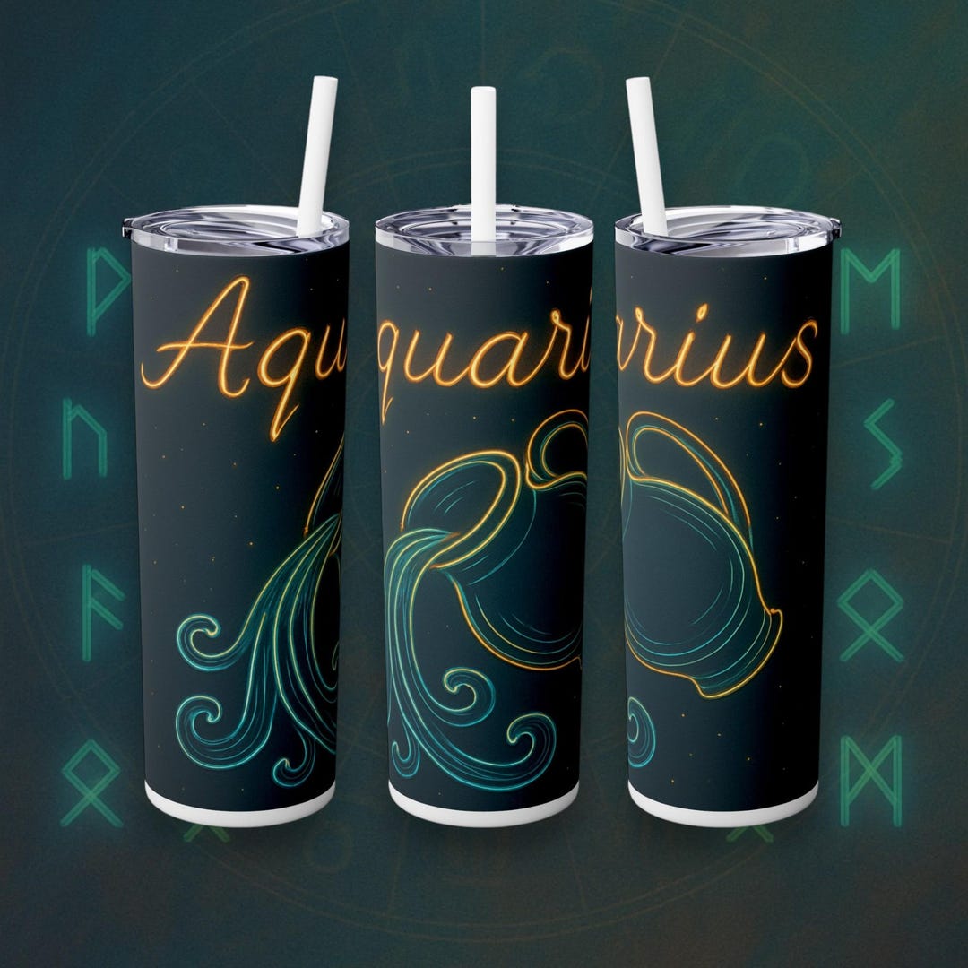 Aquarius Zodiac Skinny Tumbler Design 20oz Digital Download PNG for ...