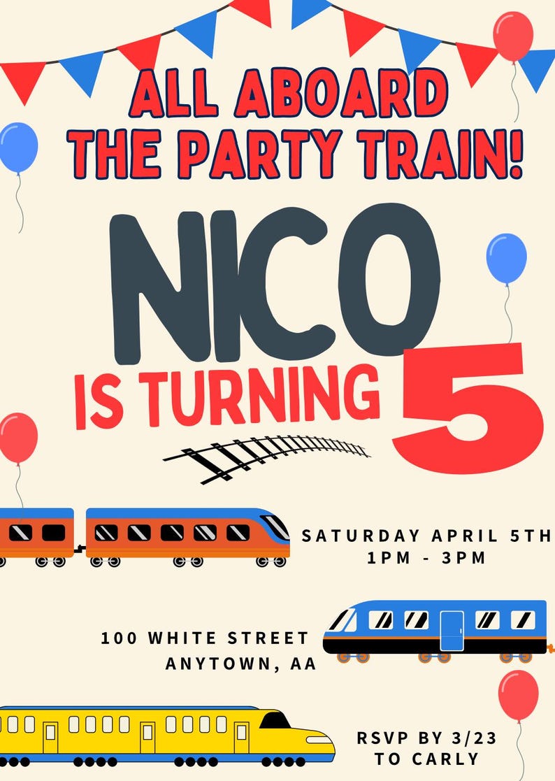 Train Birthday Party Invitation - Etsy