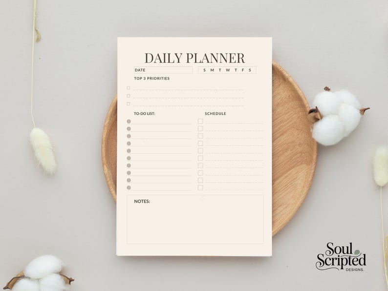 Minimal Daily Planner | Undated, Fillable PDF (US Letter & A4) - Etsy