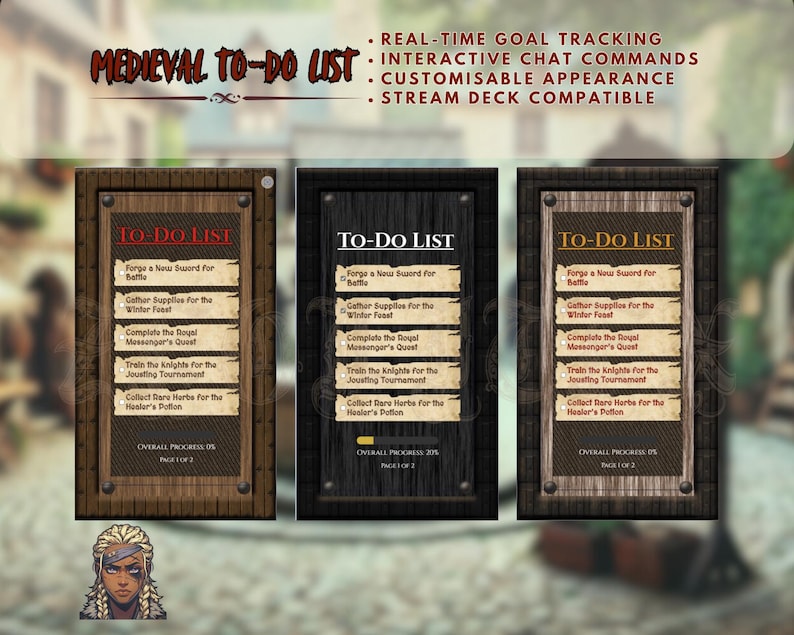 Customisable Medieval Goals Checklist Widget for Twitch Streamers ...