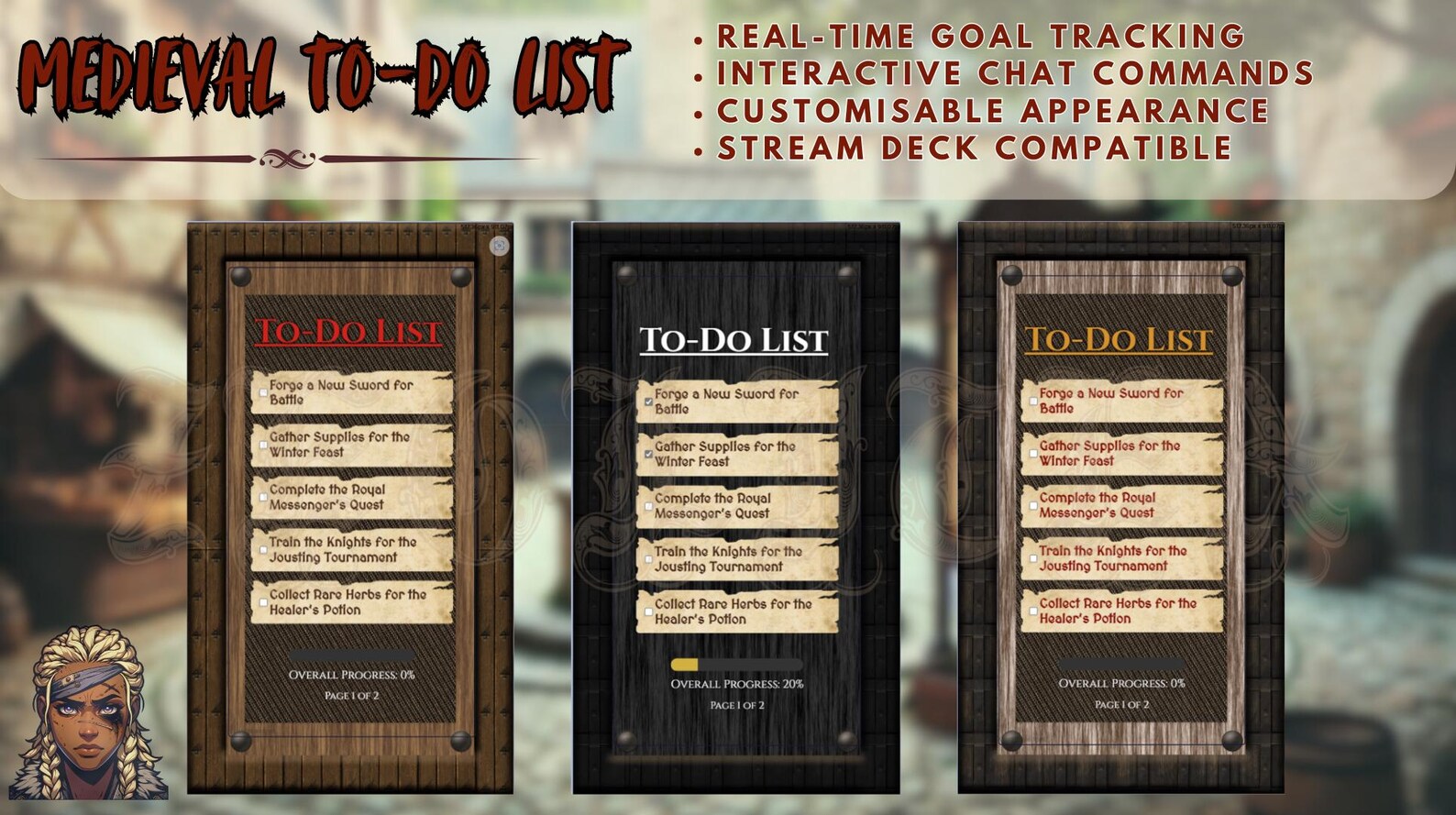 Customisable Medieval Goals Checklist Widget for Twitch Streamers ...