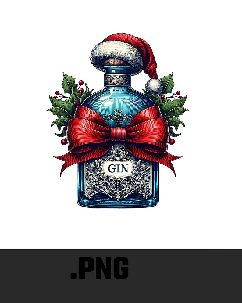 27 PNG Bundle Christmas Gin Whisky Bottle Clipart Sublimation ...