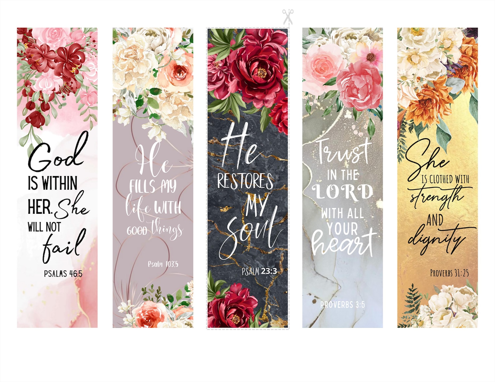 15 Bible Verses Bookmark Designs, Christian Inspirational Bookmarks ...