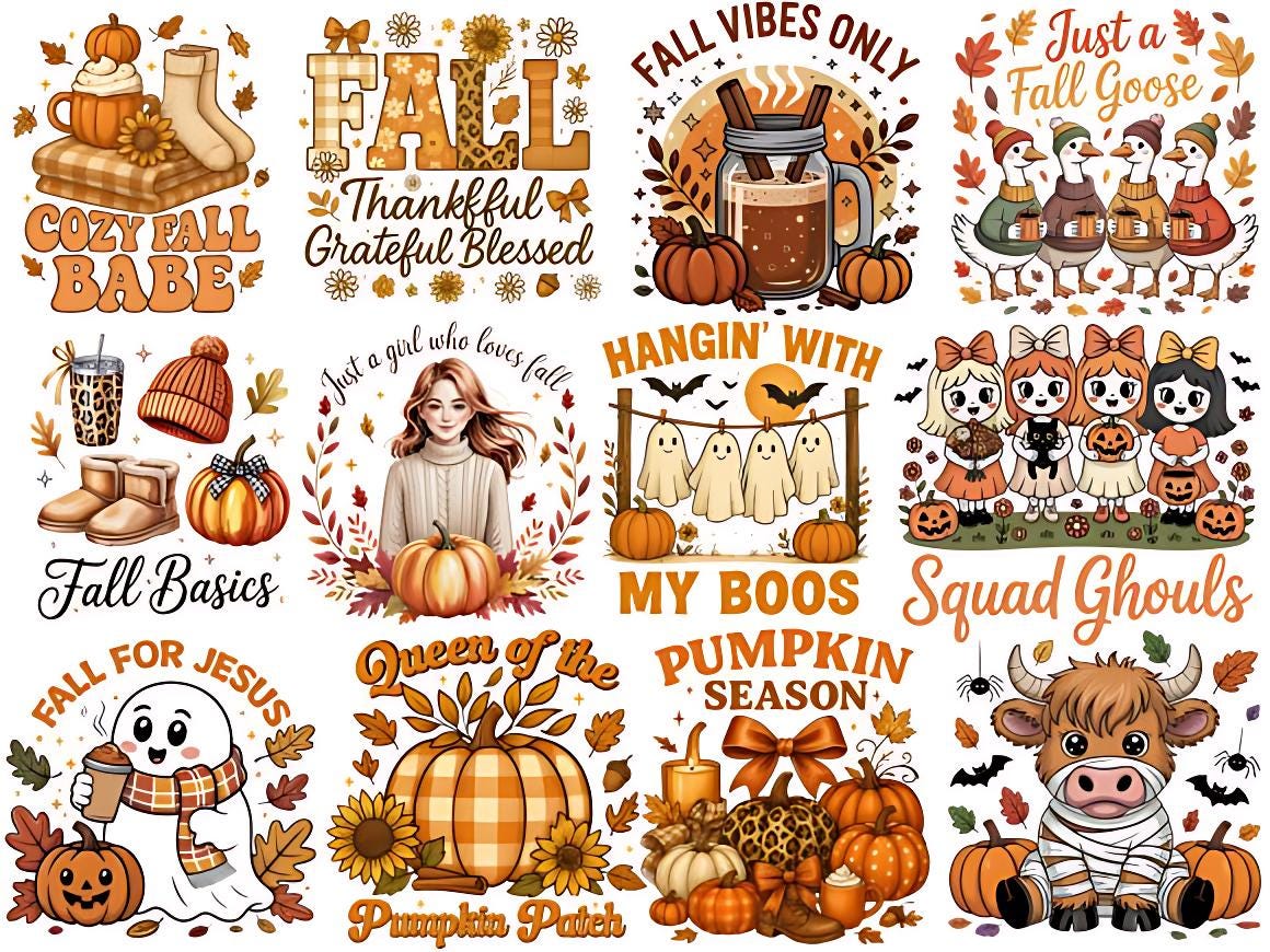 40 Fall PNG Mega Bundle, Halloween PNG Bundle, Vintage Halloween ...