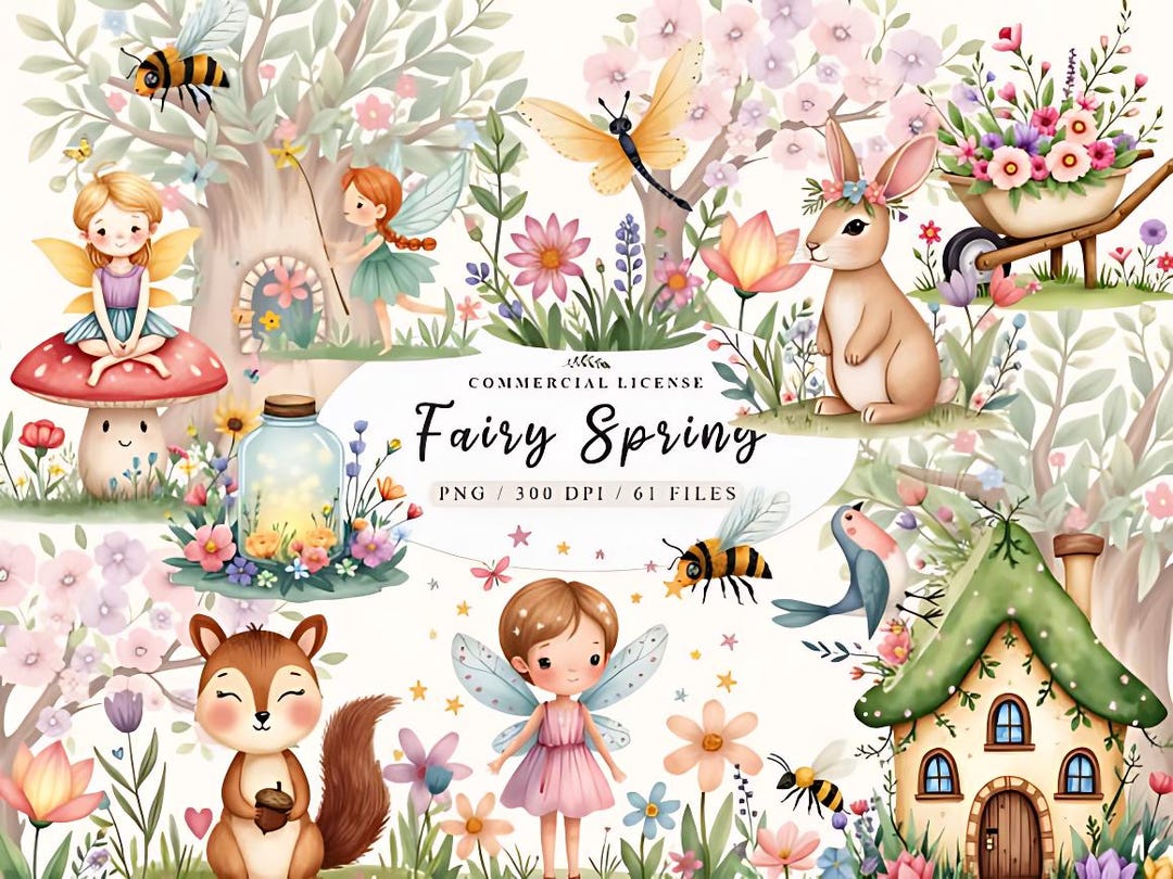 Watercolor Magical PNG Bundle Enchanted Fairy Clipart Fantasy ...