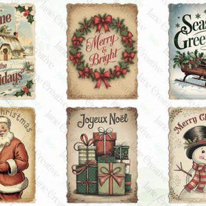 16 Retro PNG, Vintage Christmas Labels PNG, Christmas Graphics, Vintage ...