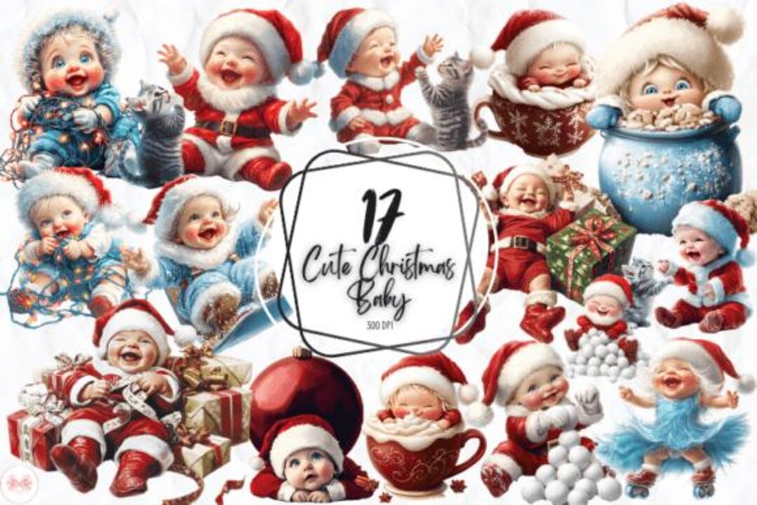 Cute Bundle PNG Baby Watercolor Clipart Bundle Transparent Png Instant ...